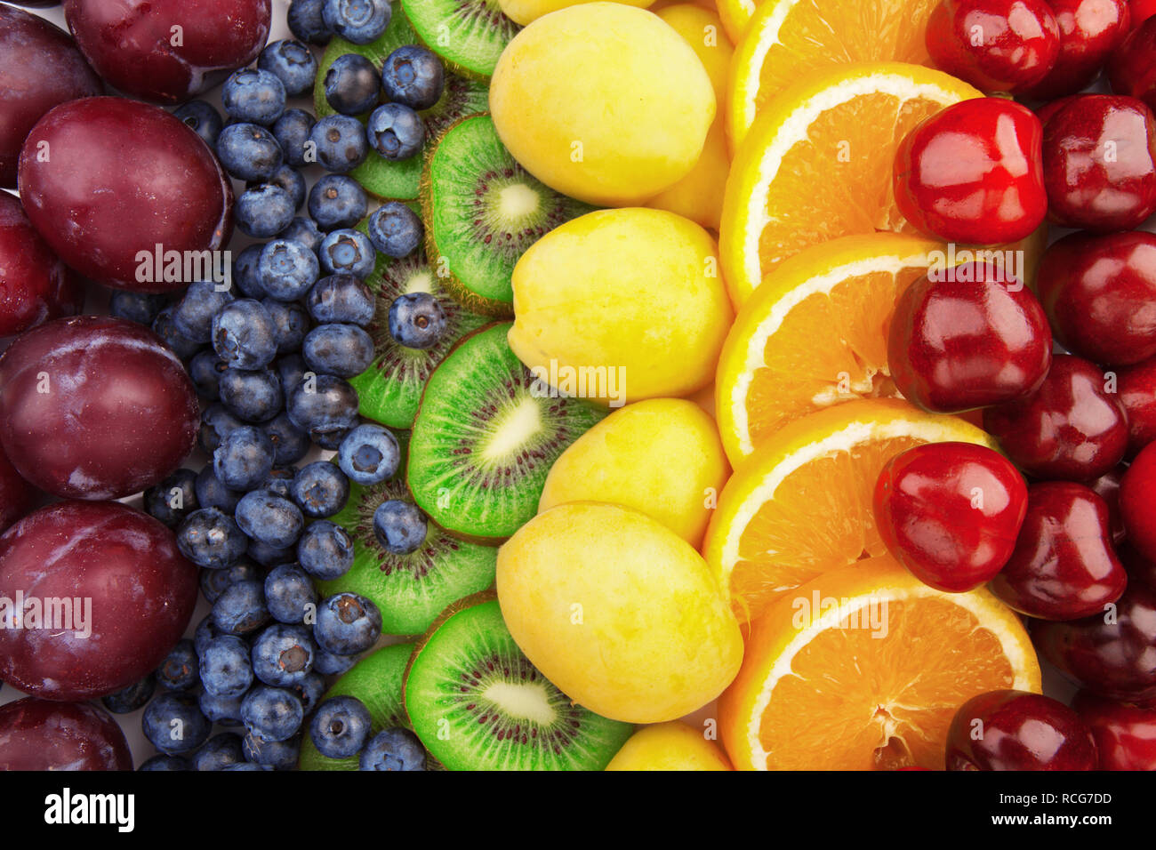 Fresh fruits.Assorted fruits colorful background. Color range Stock ...