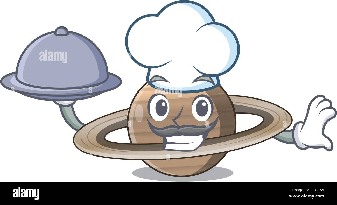 Chef with food planet saturn in the cartoon form Stock Vector Image ...