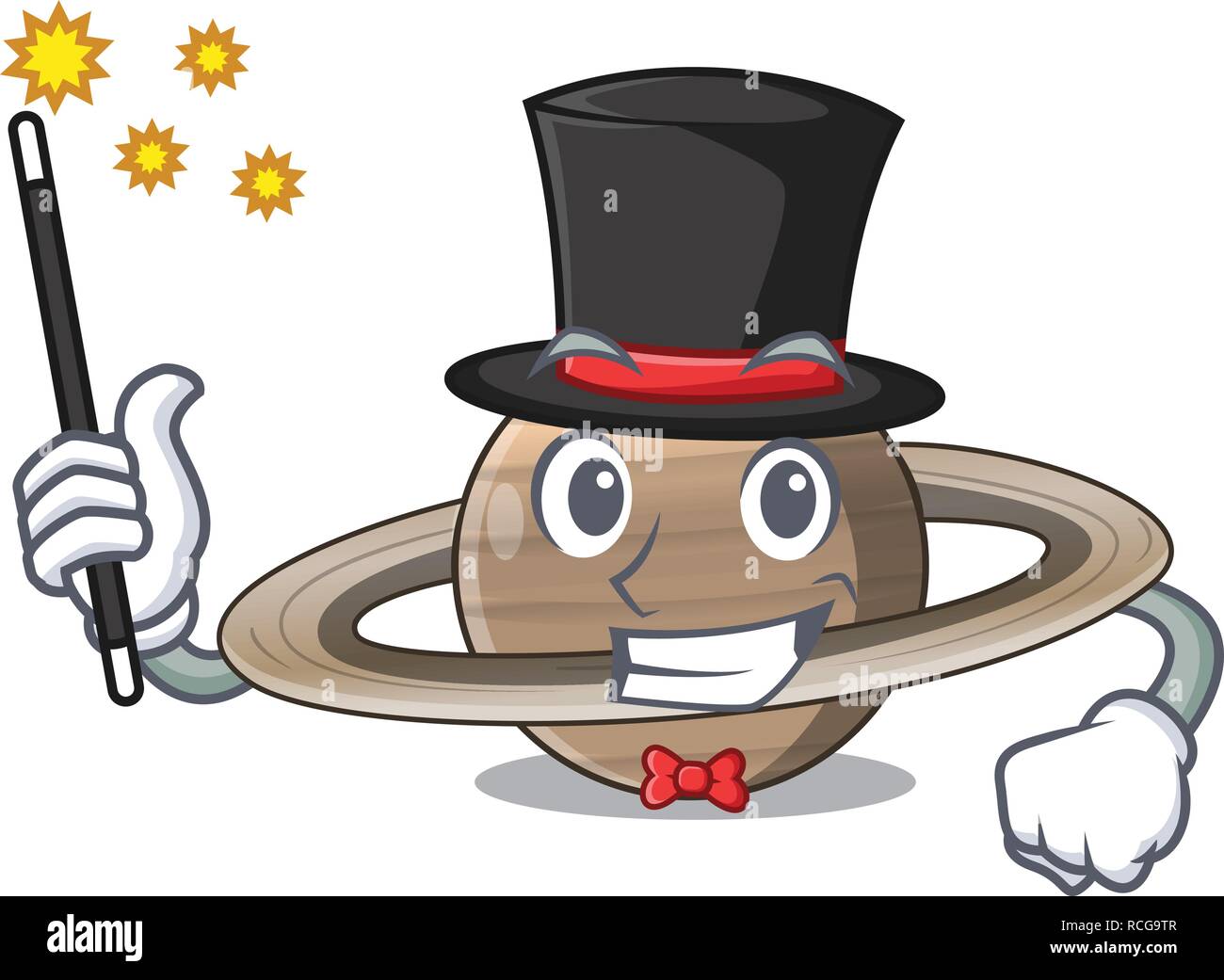 Magician planet saturn above the sky cartoon Stock Vector Image & Art ...