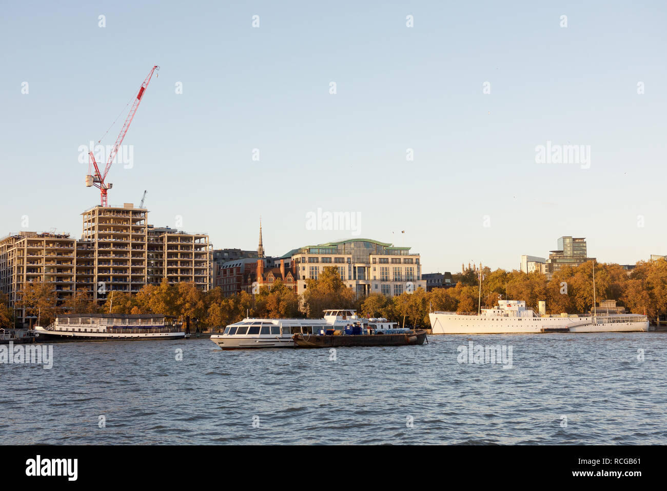 Boats and Trees by the River Thames in London Stock Photo - Alamy