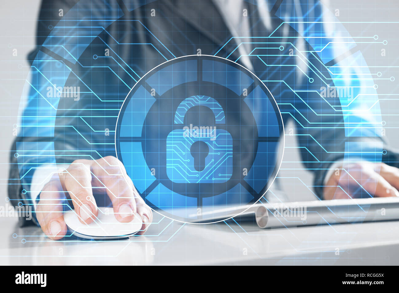 Internet security concept with woman typing password on keyboard Stock ...