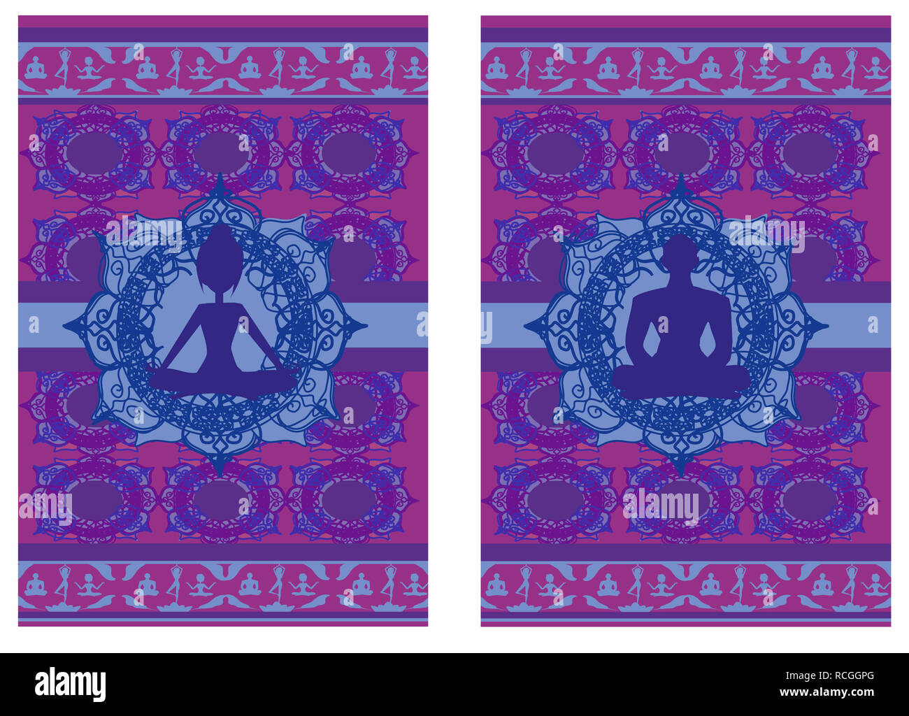 yoga lifestyle card set Stock Photo - Alamy