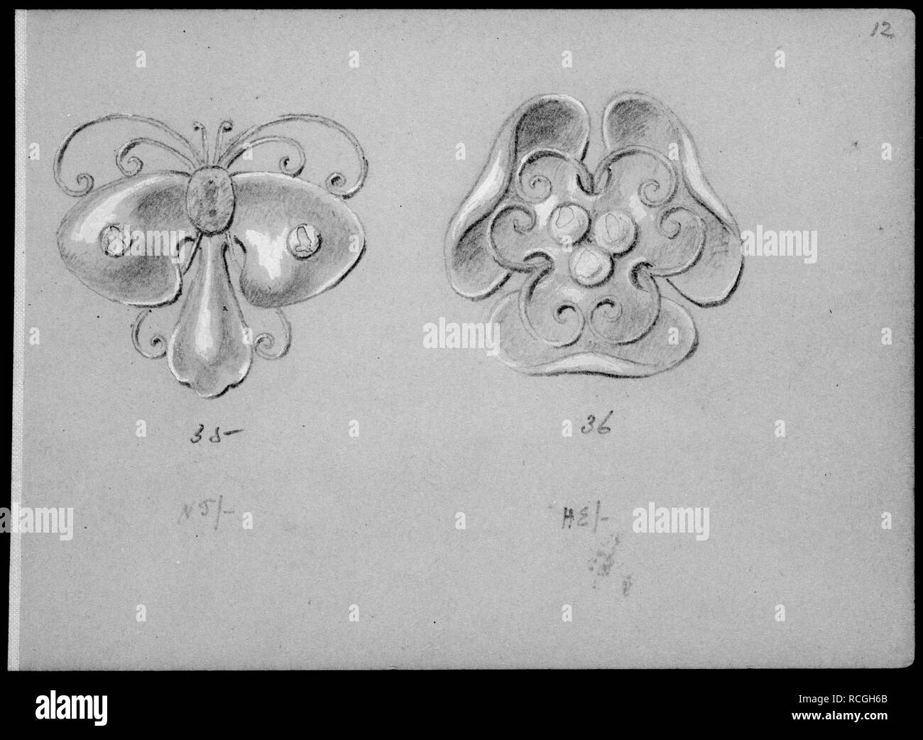 Album with Designs for Art Nouveau Jewelry Stock Photo - Alamy