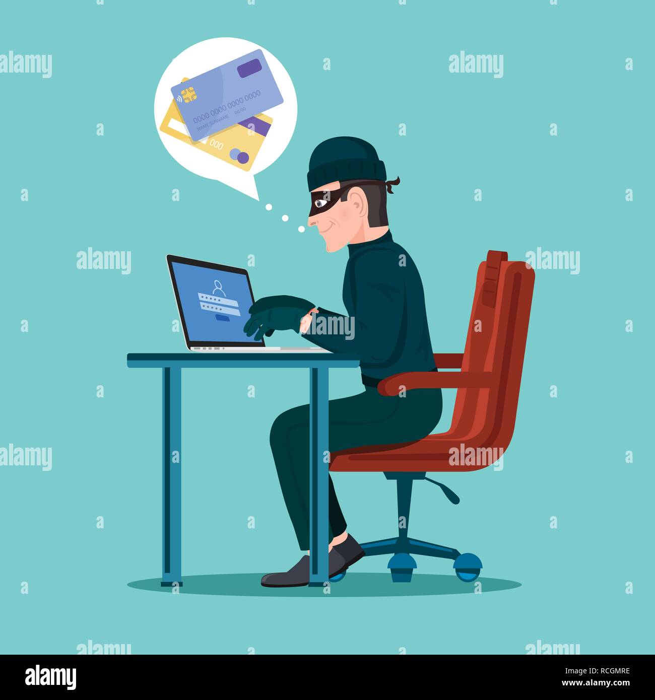 hacker activity cyber thief on internet device Stock Vector Image & Art ...