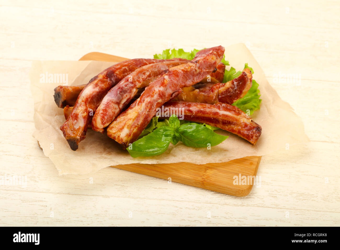 Smoked pork ribs snack Stock Photo - Alamy
