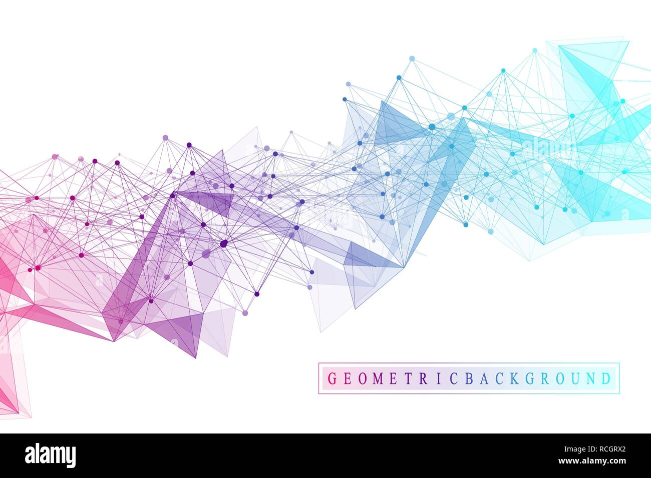 Geometric abstract background with connected line and dots. Network and ...