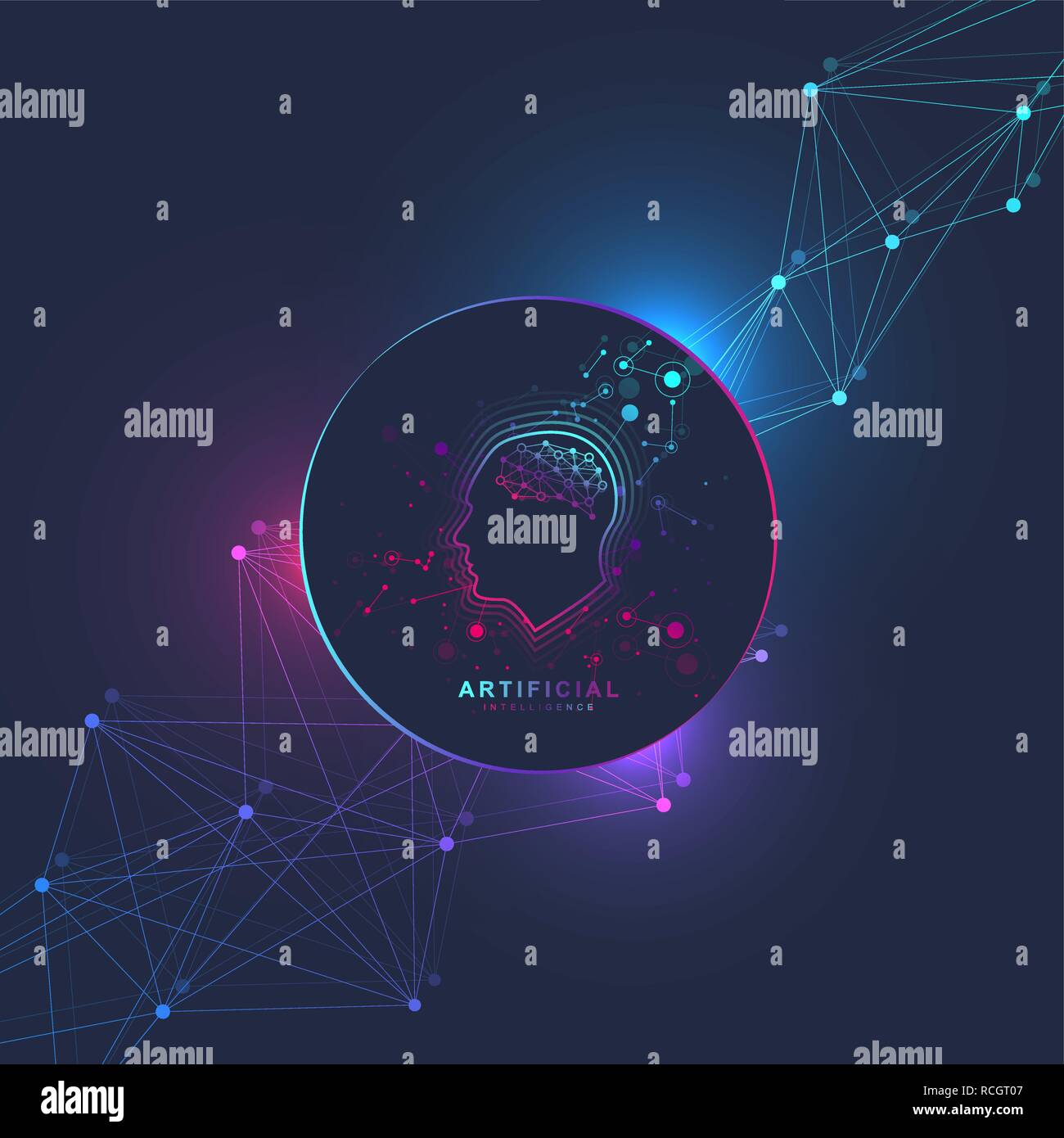 Futuristic Artificial Intelligence and Machine Learning Concept. Human ...