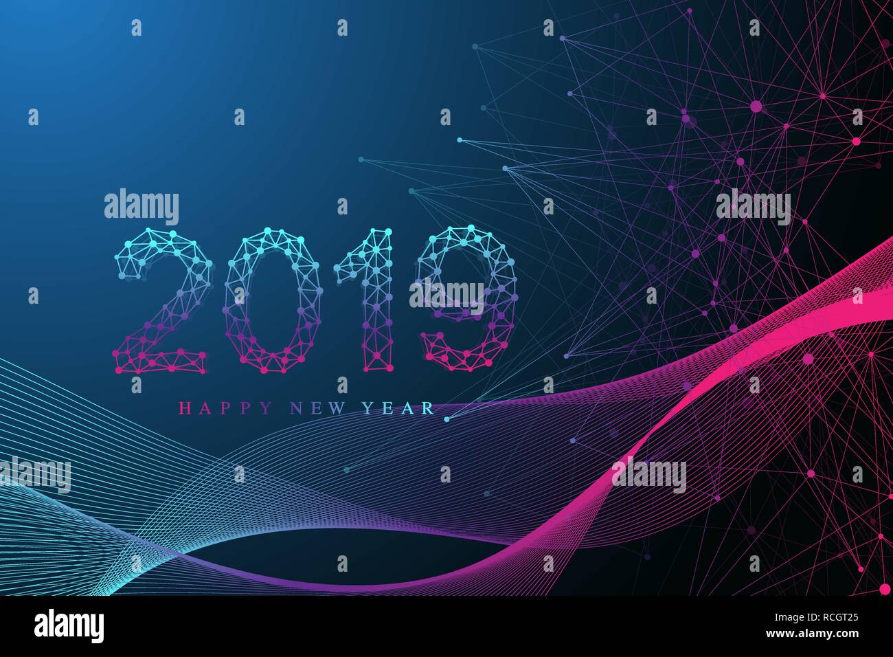 Text design Christmas and Happy new year 2019. Graphic background ...