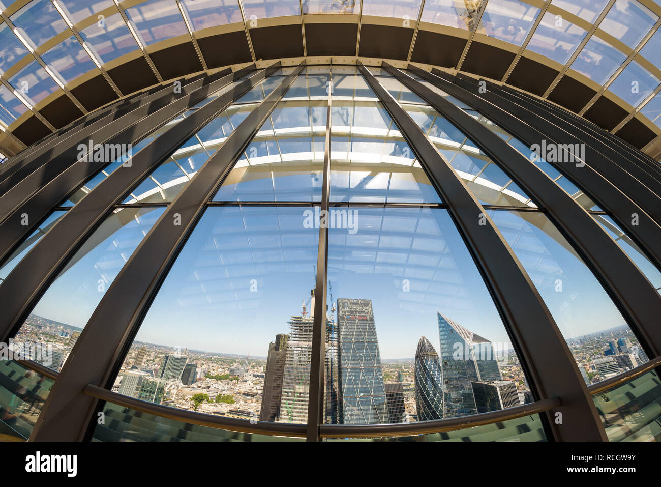 Wide angle fisheye shot inside the SkyGarden, on the 37th floor of 20 ...