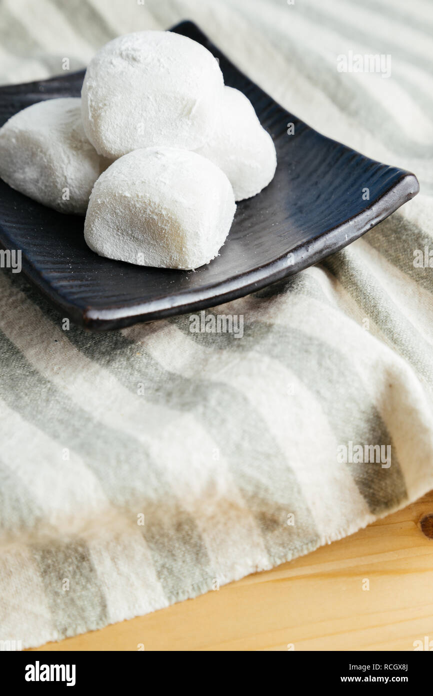 Japanese traditional dessert Red bean mochi, Sticky rice cake Stock ...
