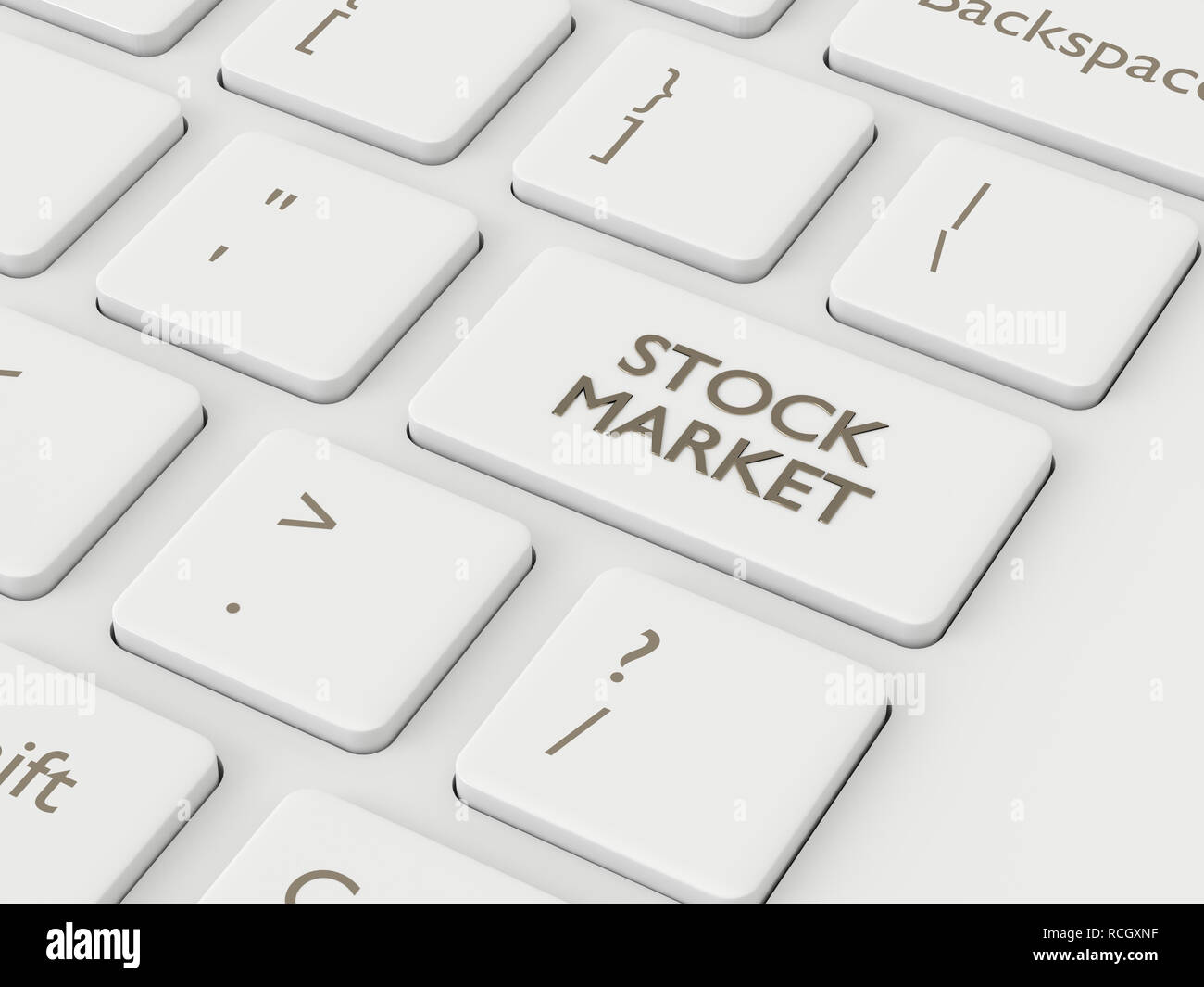 3d render of computer keyboard with stock market button Stock Photo - Alamy