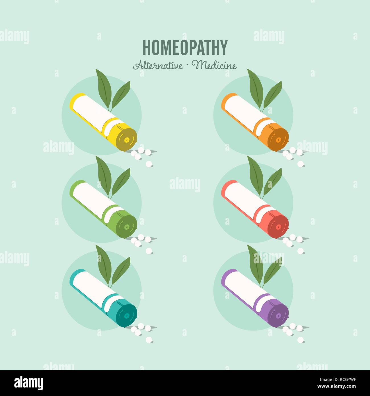 Homeopathic medicine set on a green background. Homeopathic pills ...