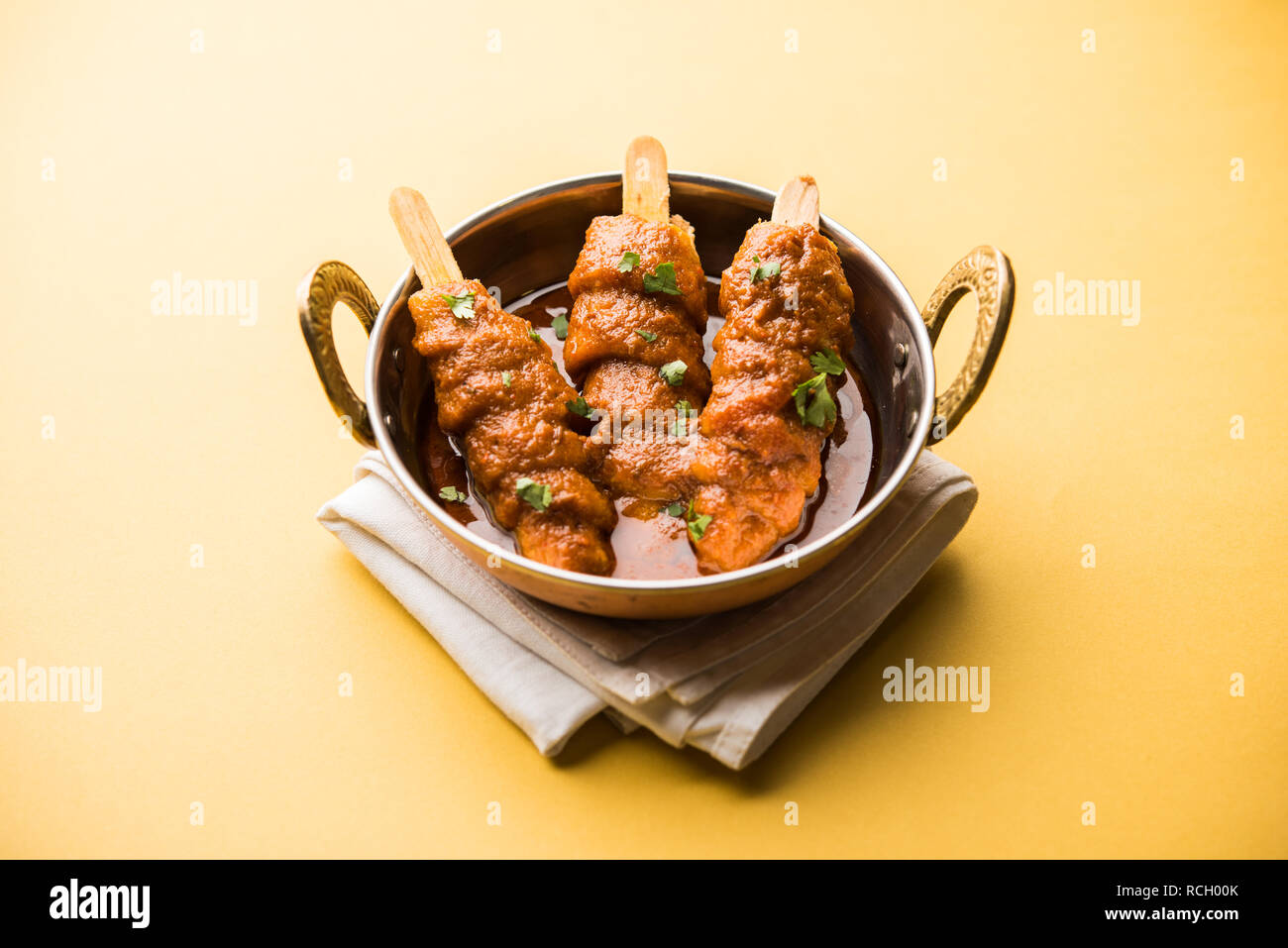 Soya Chaap Curry served in a bowl. Healthy recipe popular in India and ...