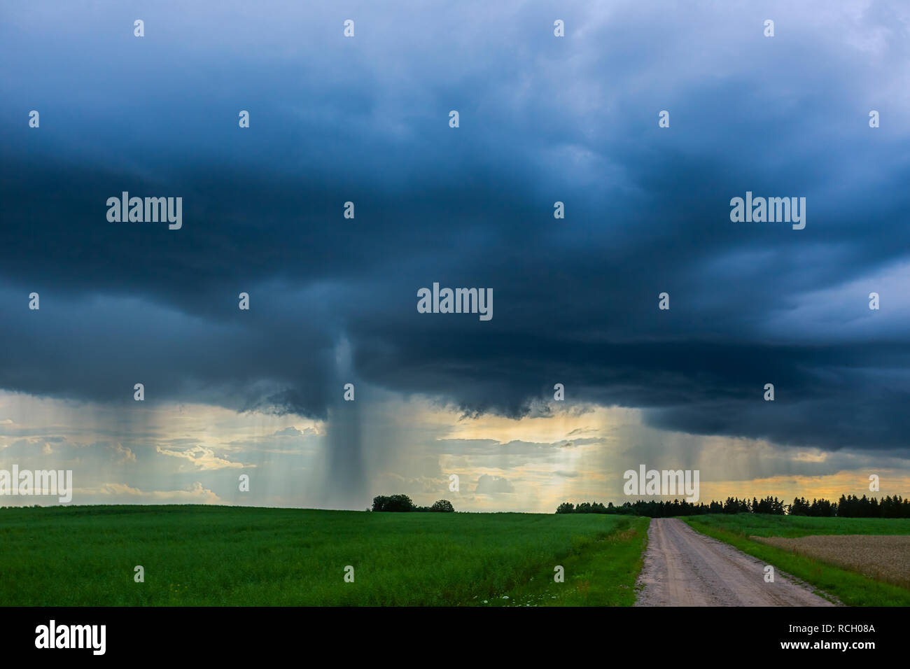 Panorama of Storm clouds with micro burst Stock Photo - Alamy
