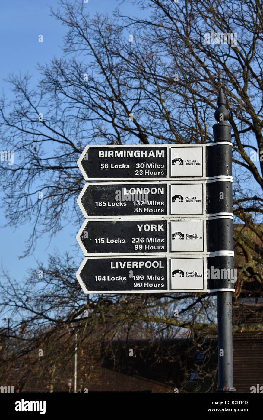 Canal Sign, Bancroft Gardens, Stratford Upon Avon, Warwickshire ...
