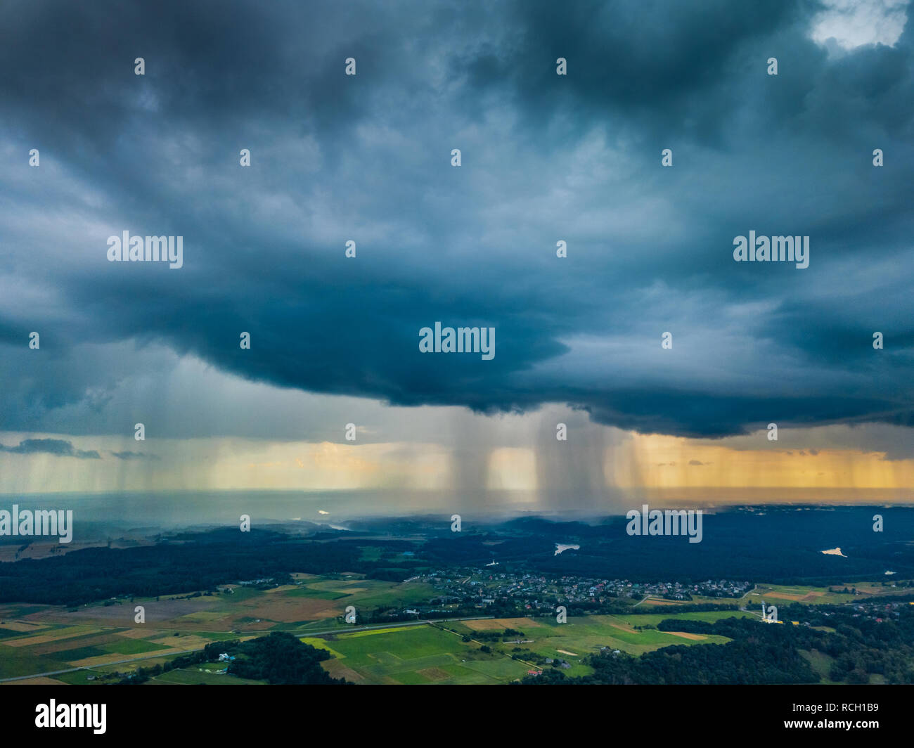 Aerial picture of Storm clouds with micro burst Stock Photo - Alamy