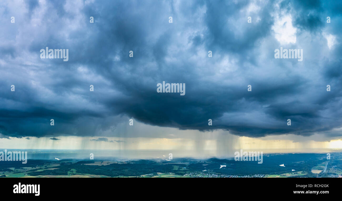 Aerial panorama of Storm clouds with micro burst Stock Photo - Alamy