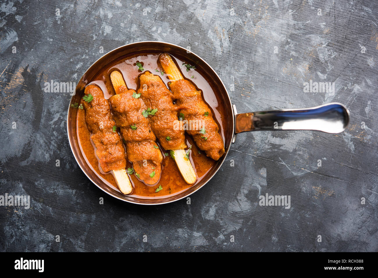 Soya Chaap Curry served in a bowl. Healthy recipe popular in India and ...