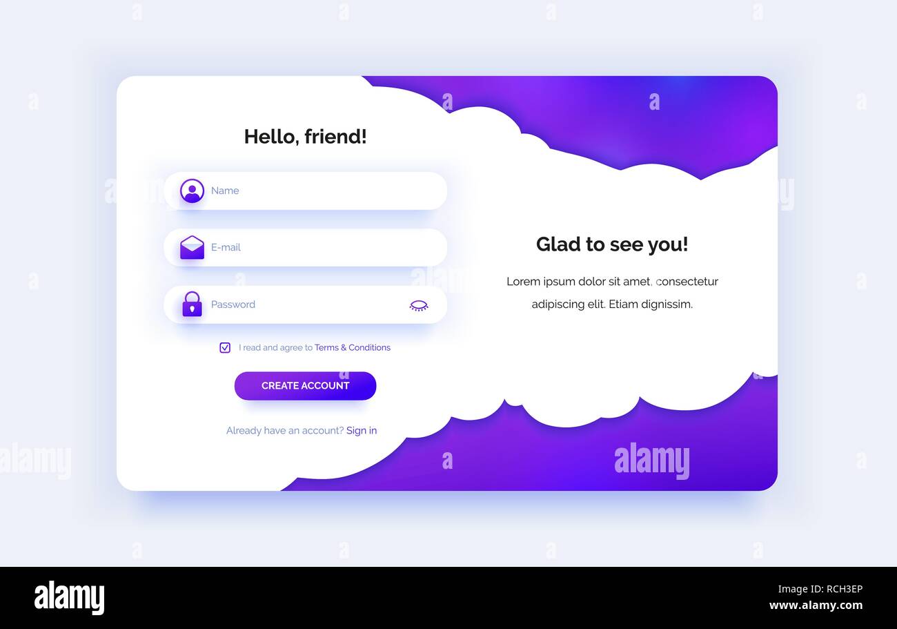 Sign Up page. Purple gradient. Registration form Stock Vector Image ... Sign Up page. Purple gradient. Registration form Stock Vector Image ...