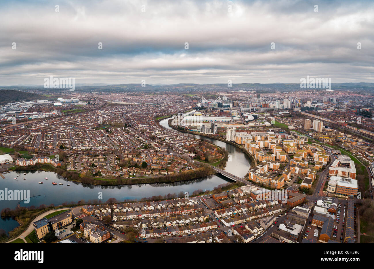 Aerial view of Cardiff Bay, the Capital of Wales, UK Stock Photo - Alamy