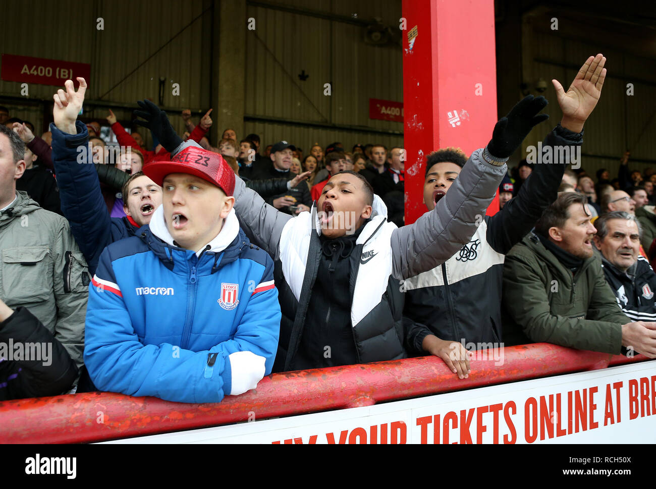 Stoke City fans in the stands before the game Stock Photo - Alamy