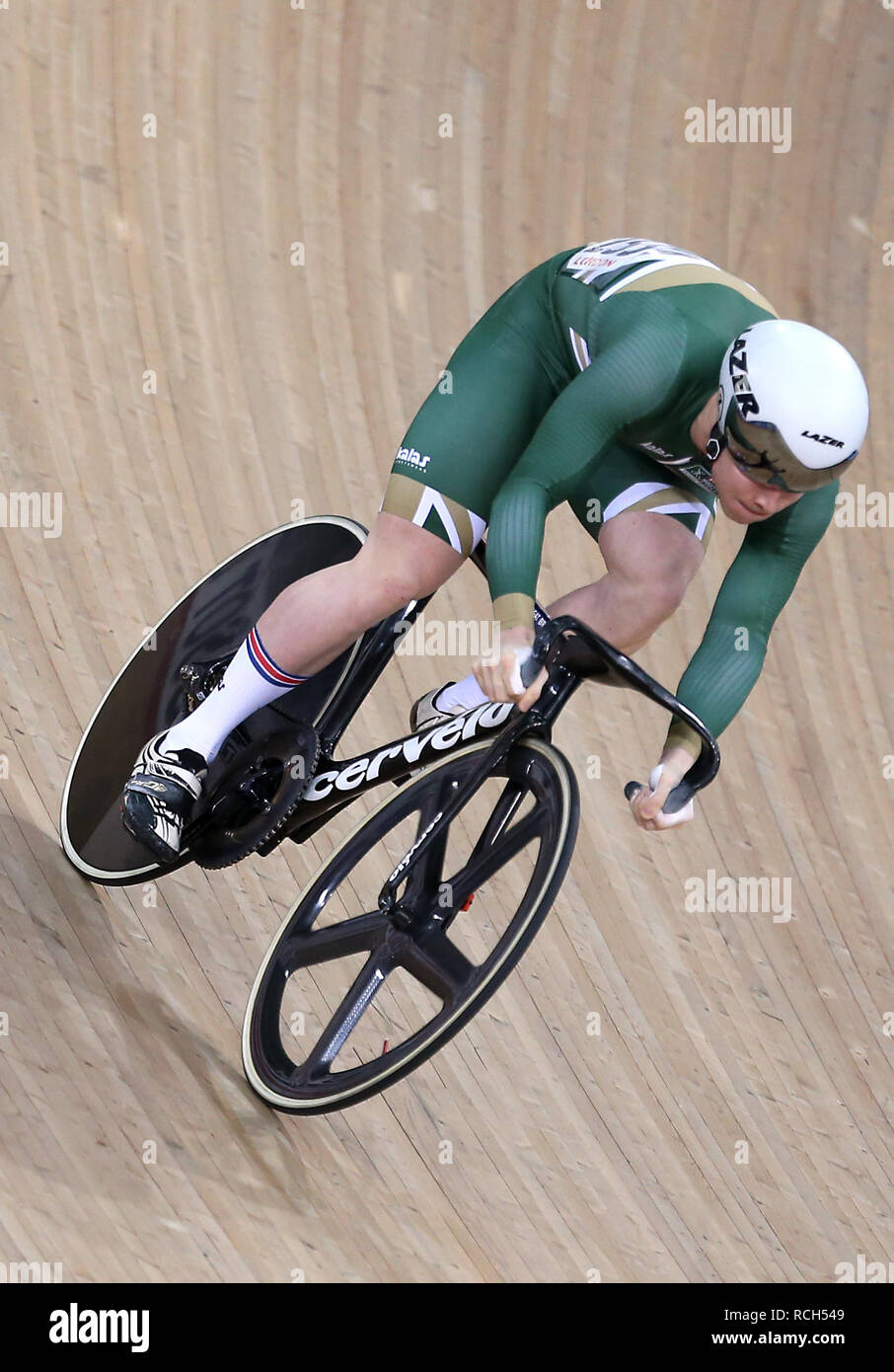 Jack Carlin of Great Britain during day three of the Tissot UCI Track ...