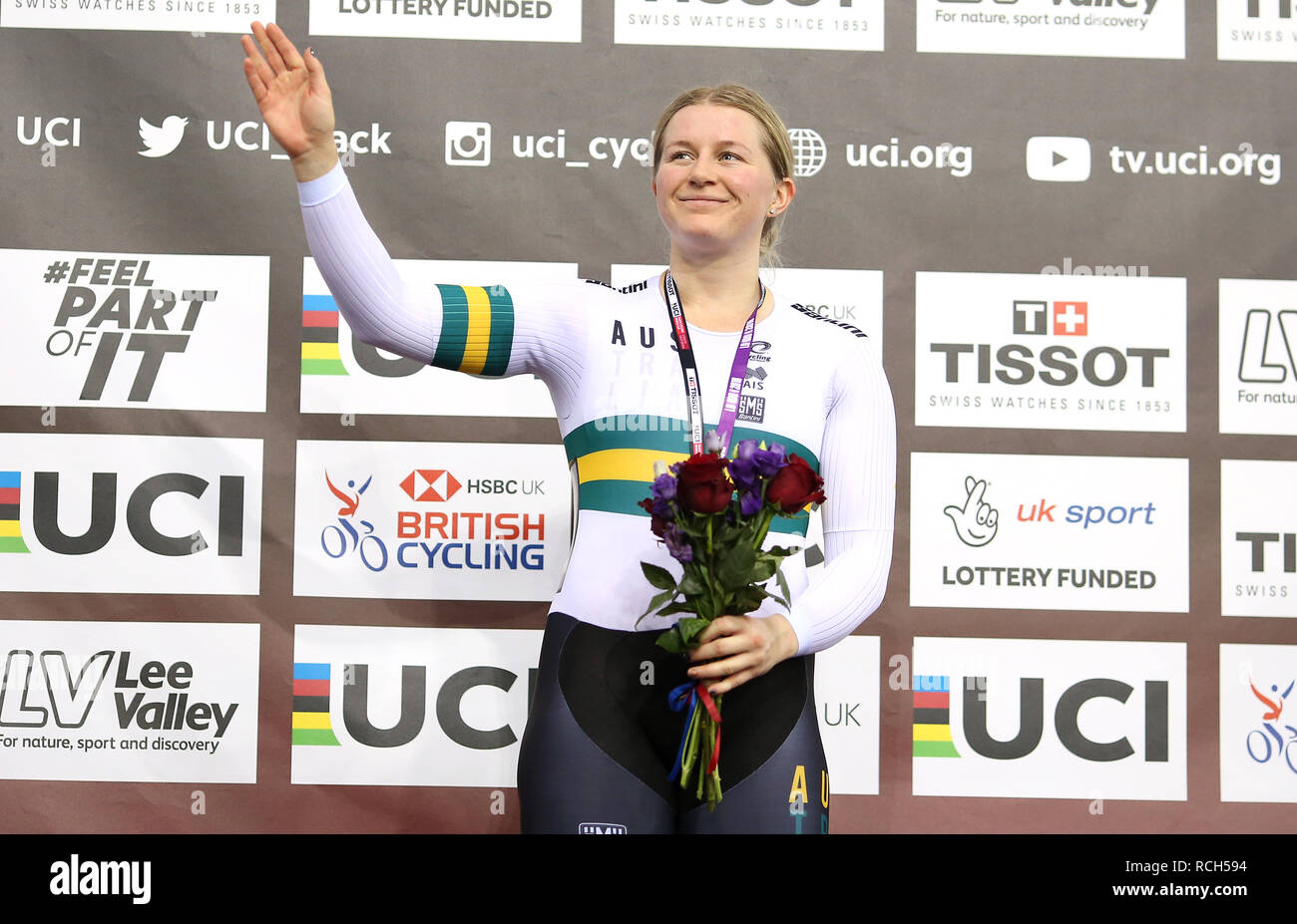 Stephanie Morton of Australia during the medal ceremony for the Women's ...