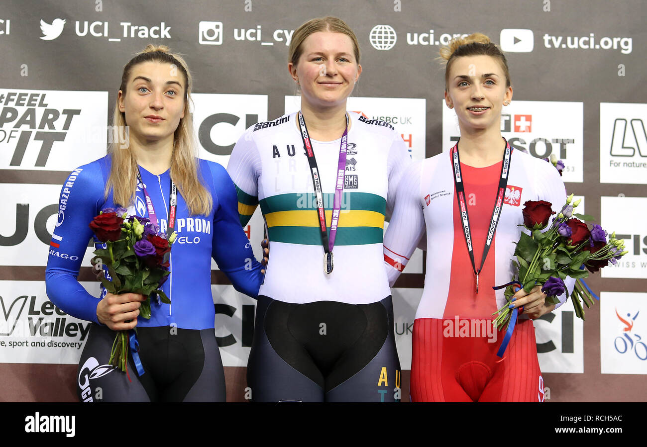 Daria Shmeleva of Russia (left), Stephanie Morton of Australia, and ...