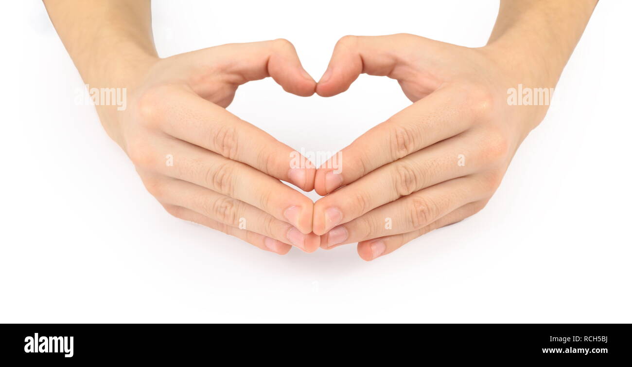 heart of the palms of the hands. Isolated on white background Stock ...