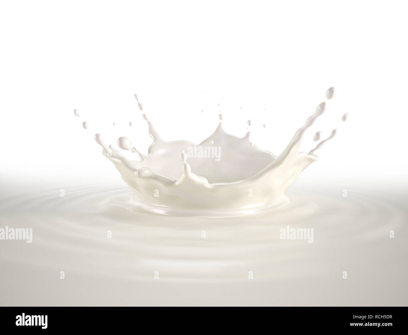 Milk crown splash, splashing in milk pool with ripples Stock Photo - Alamy