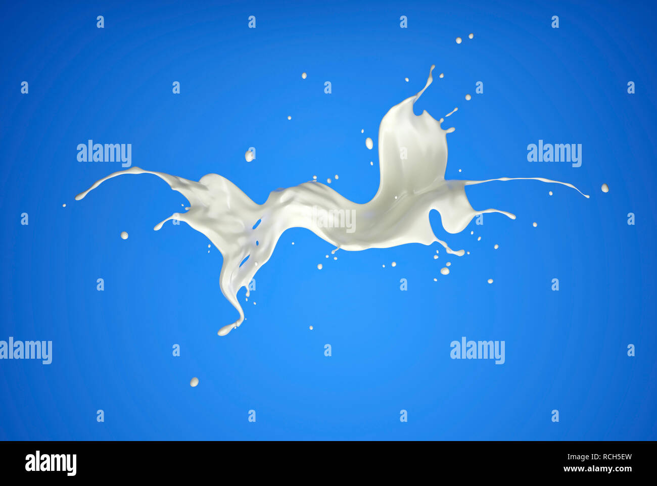 Abstract flying milk splash on blue background Stock Photo - Alamy