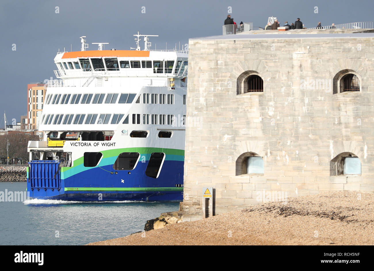 The Wightlink Hybrid energy car ferry, Victoria of Wight, makes her way ...