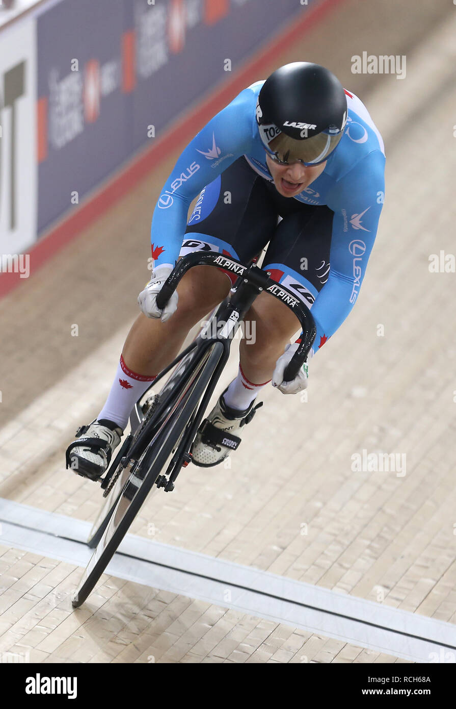 Lauraine Genest of Canada during day two of the Tissot UCI Track ...