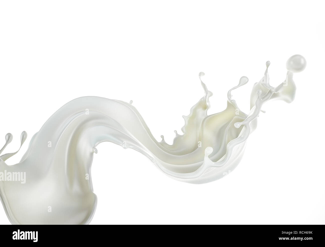 Shot of Milk splash wave in the air isolated on white background Stock ...