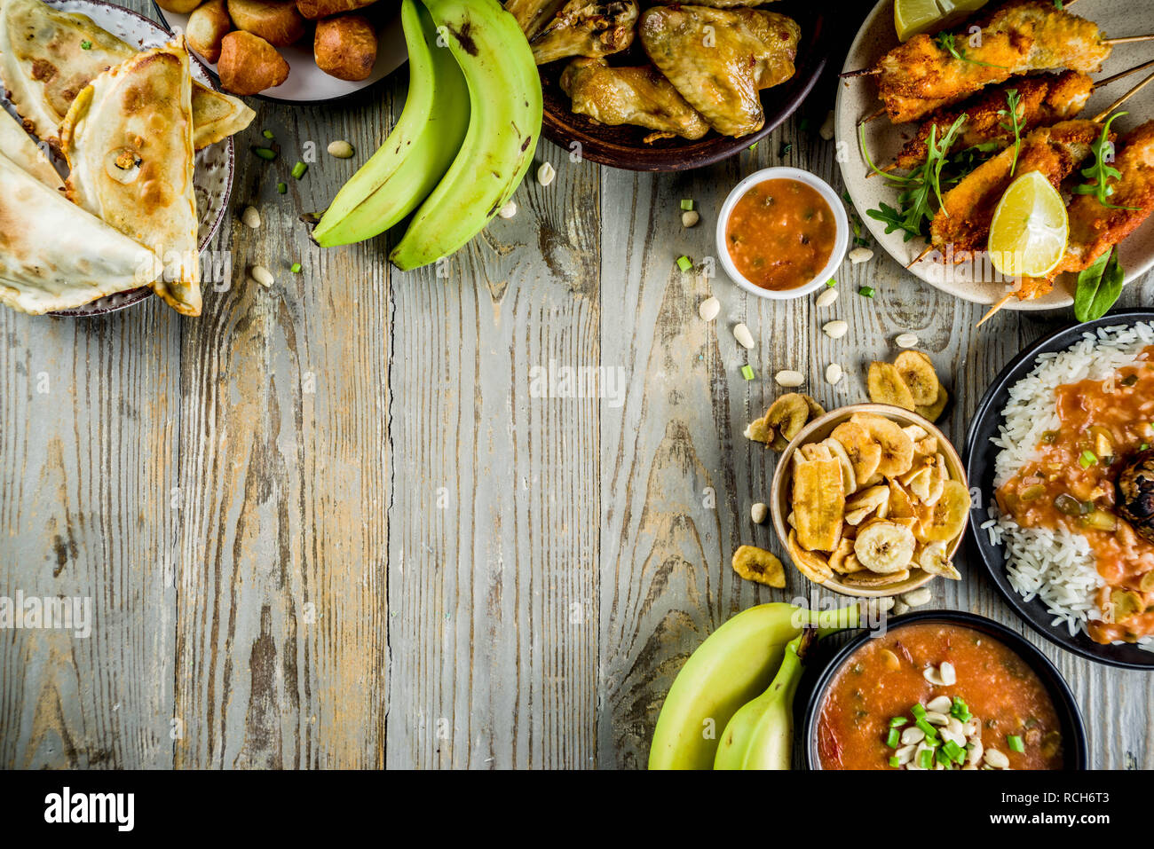 West african food concept. Traditional Wset African dishes assortment ...