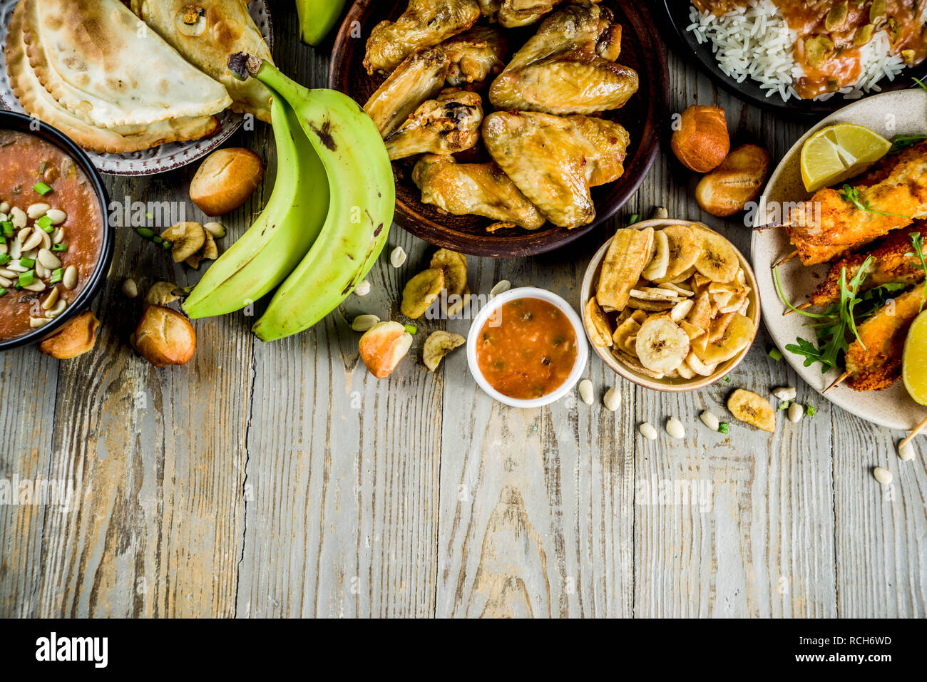 West african food concept. Traditional Wset African dishes assortment ...