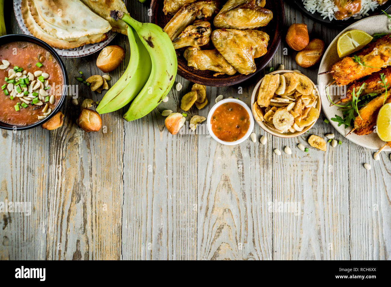 West african food concept. Traditional Wset African dishes assortment ...