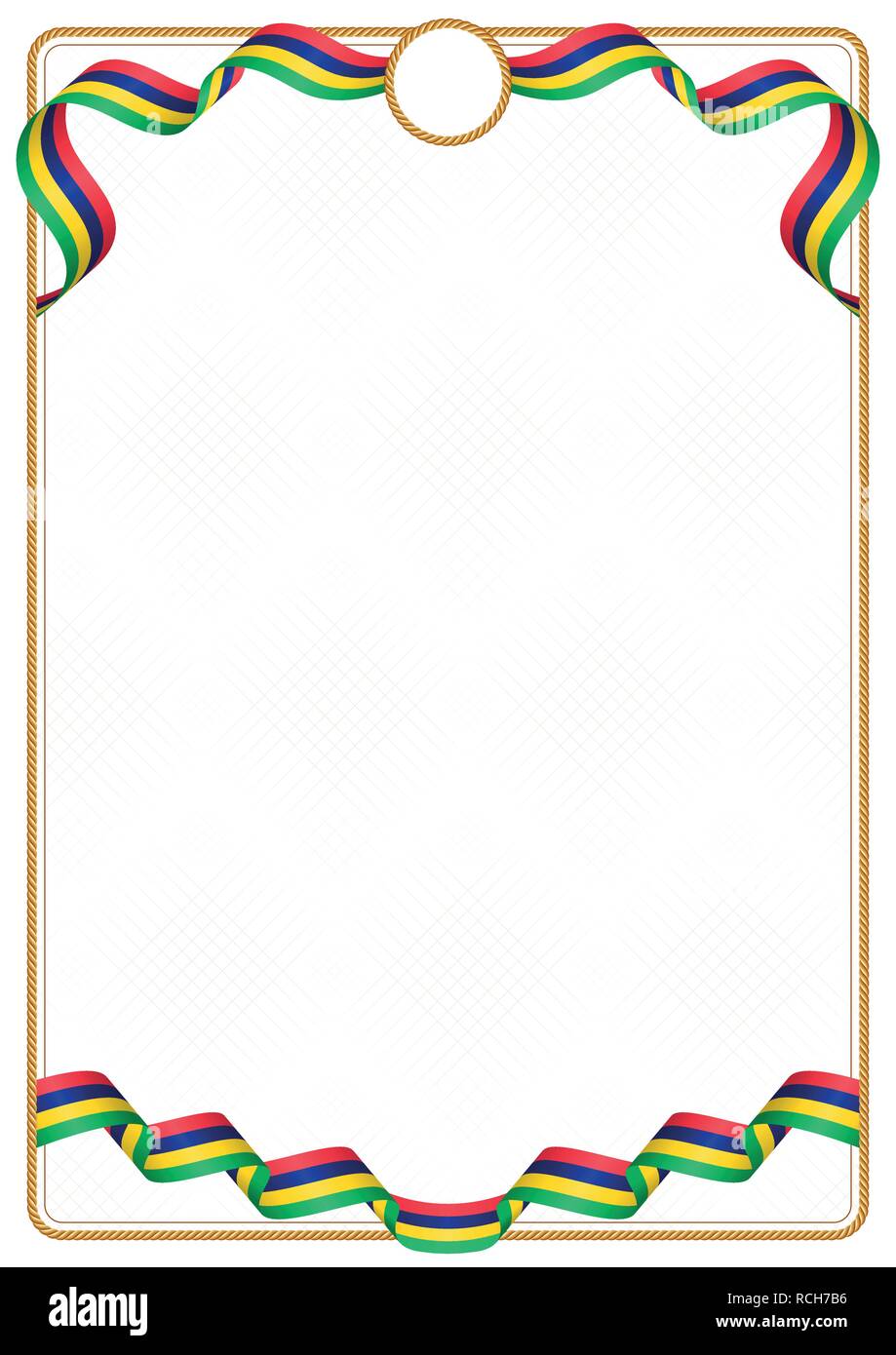 Frame and border of ribbon with the colors of the Mauritius flag ...