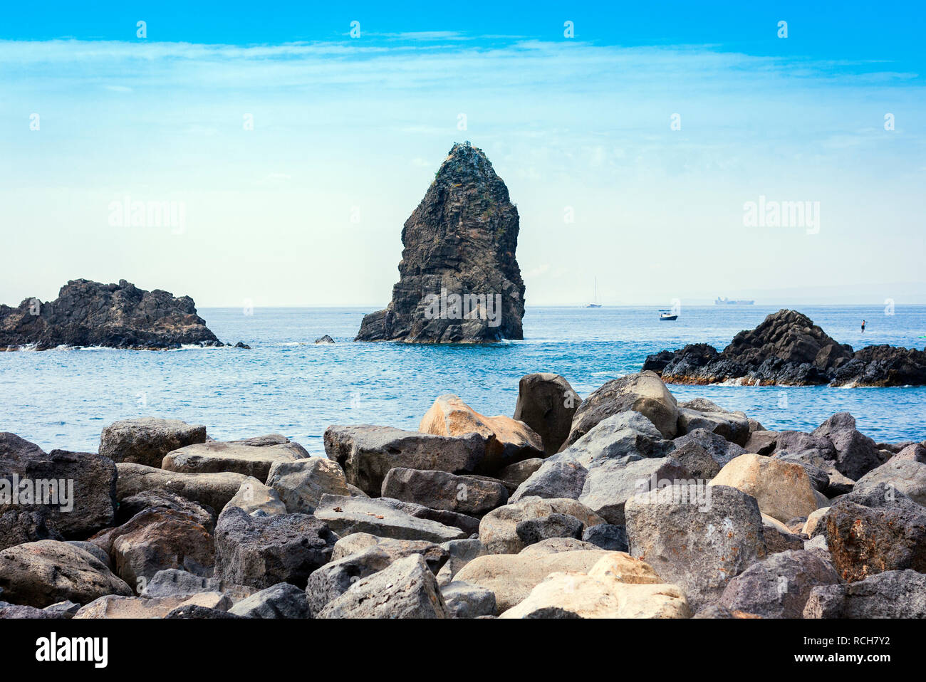 Acitrezza rocks of the Cyclops, sea stacks in Catania, Sicily, Italy ...