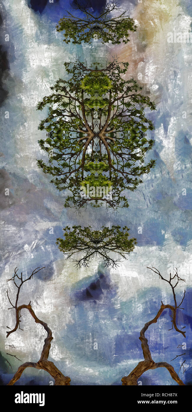 Painting on canvas. Abstract tree Stock Photo - Alamy