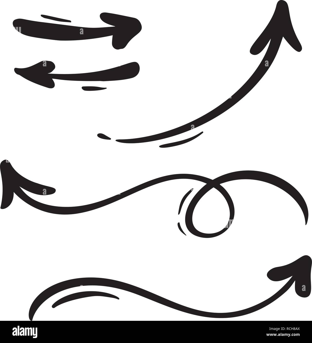 Abstract Vector Arrows set. Doodle hand made marker style. Isolated ...