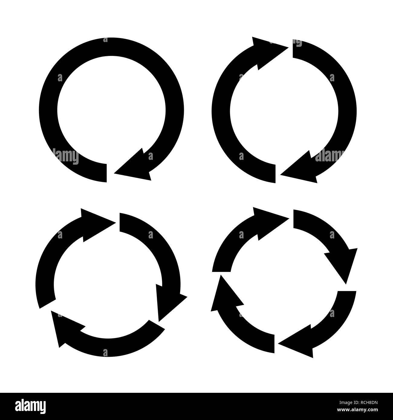 set of several variants of arrows along the contour of a circle Stock ...
