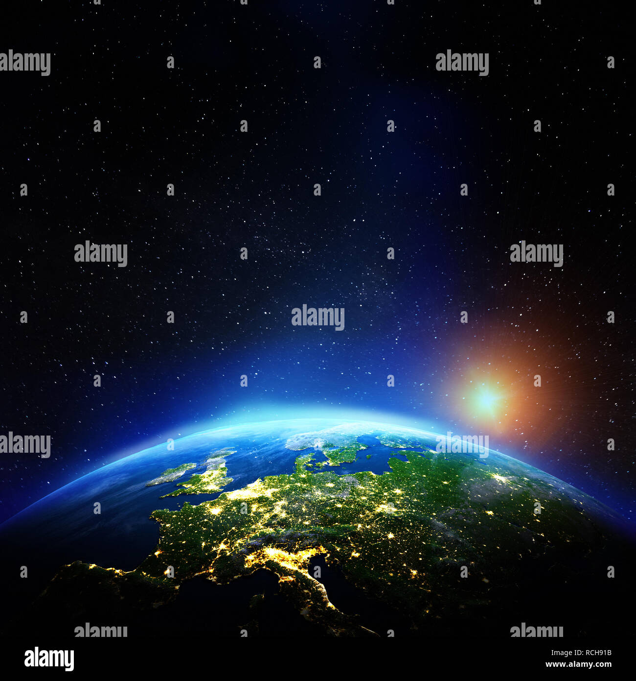 Europe map at night lights hi-res stock photography and images - Alamy