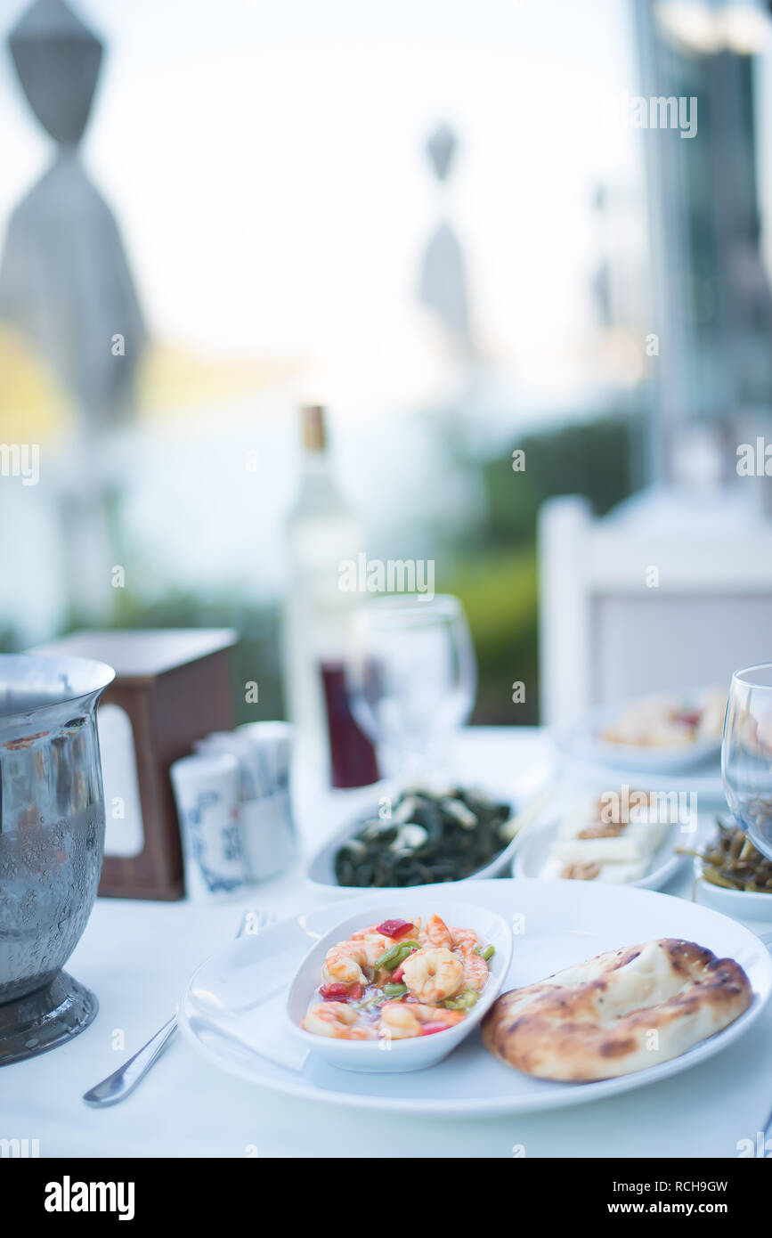 Outside dining or lunch concept. Dining and eating in the beautiful ...