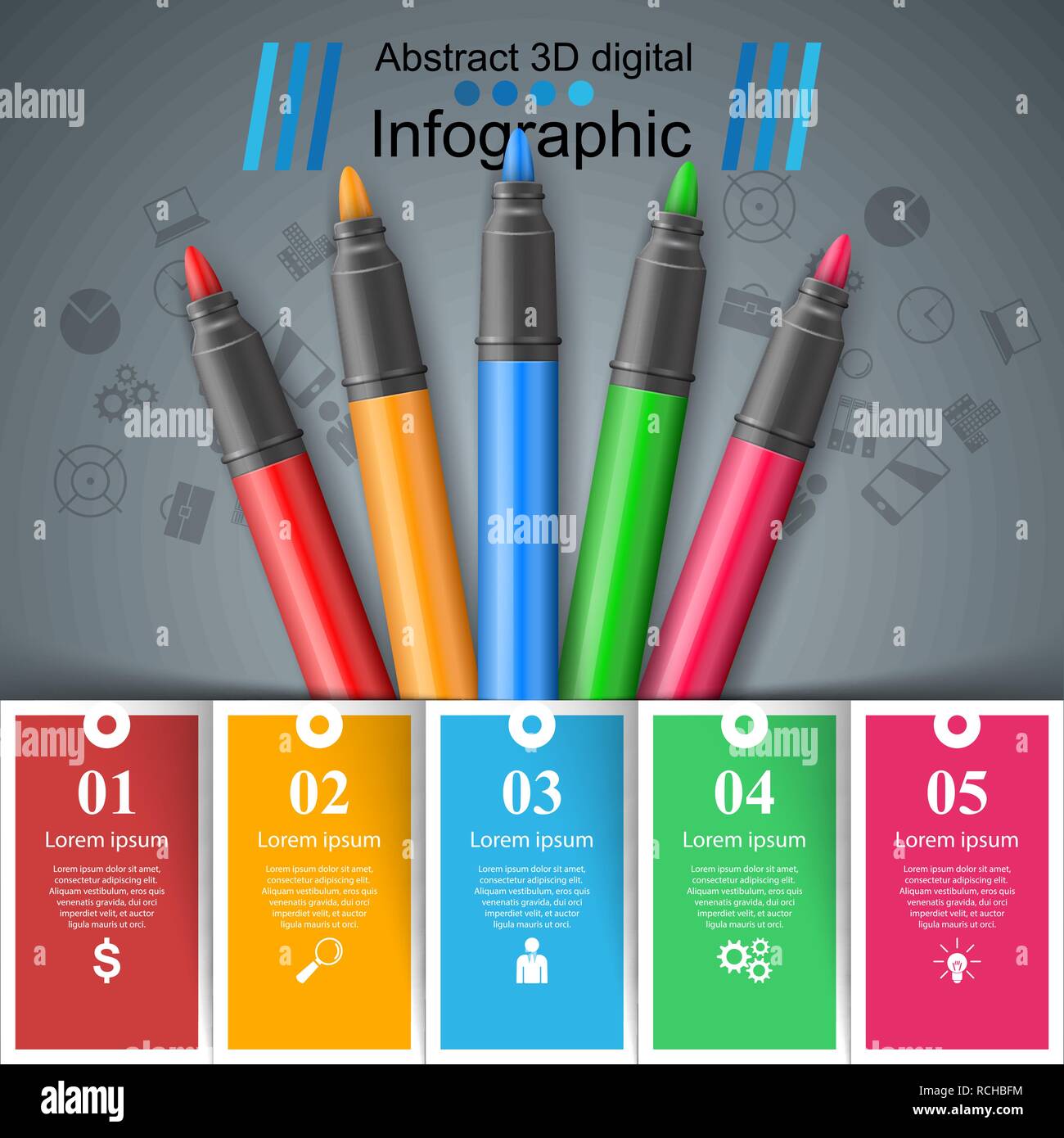 Education infographic. Five items art infographic Stock Vector Image ...