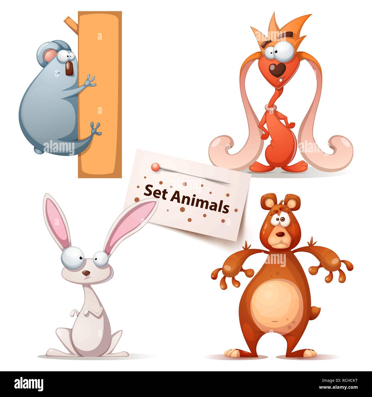 Panda, monster, rabbit, bear - set animals Stock Vector Image & Art - Alamy