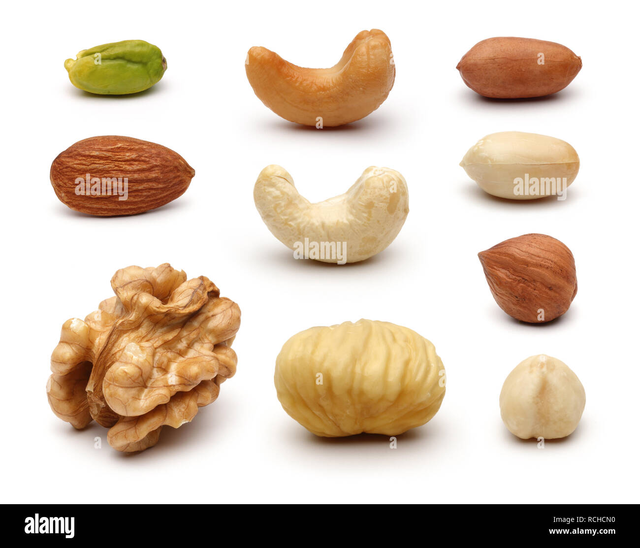 Mixed nuts isolated on white background Stock Photo - Alamy