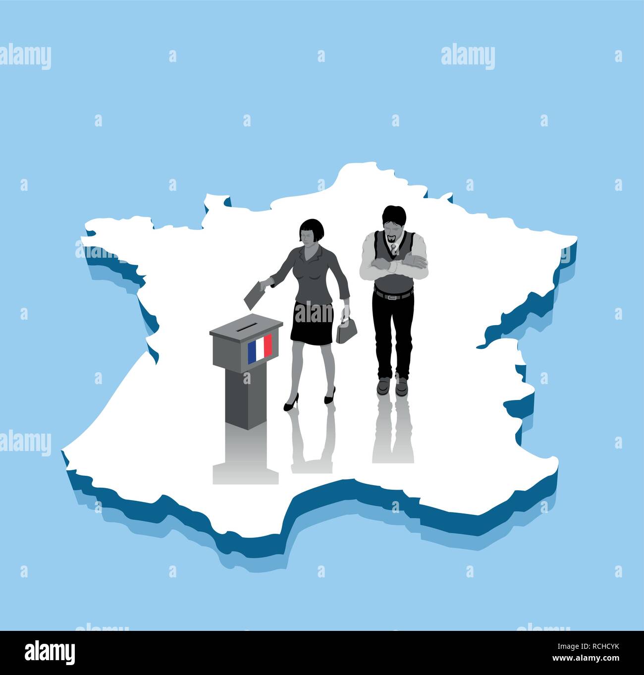 French voters are voting for election over a France 3D map. All the ...