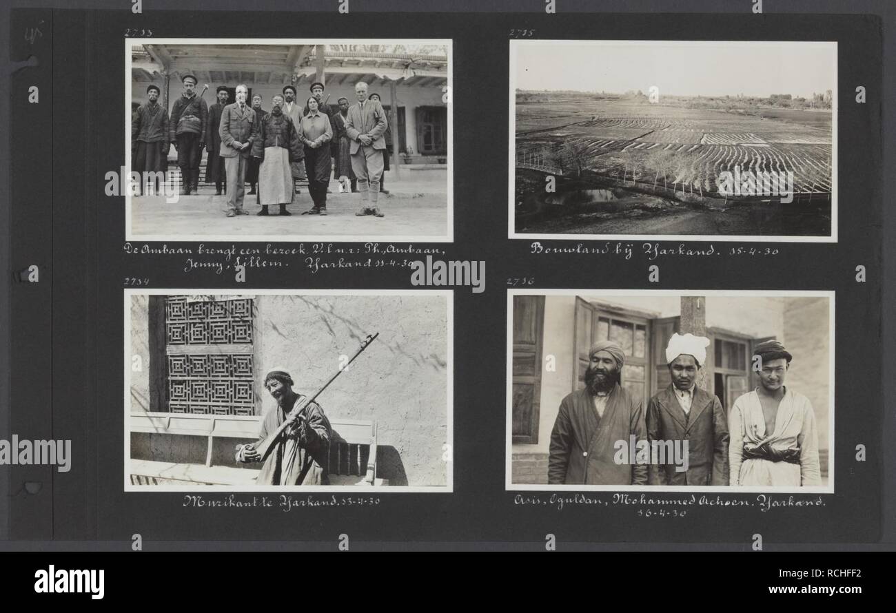 Albumblad met vier foto's. Linksboven de Ambaan van de Nieuwe Stad op ...