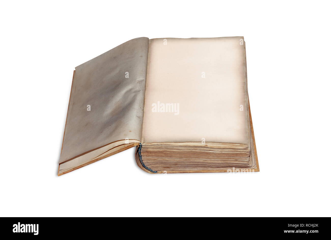 Open old book isolated on white Stock Photo - Alamy